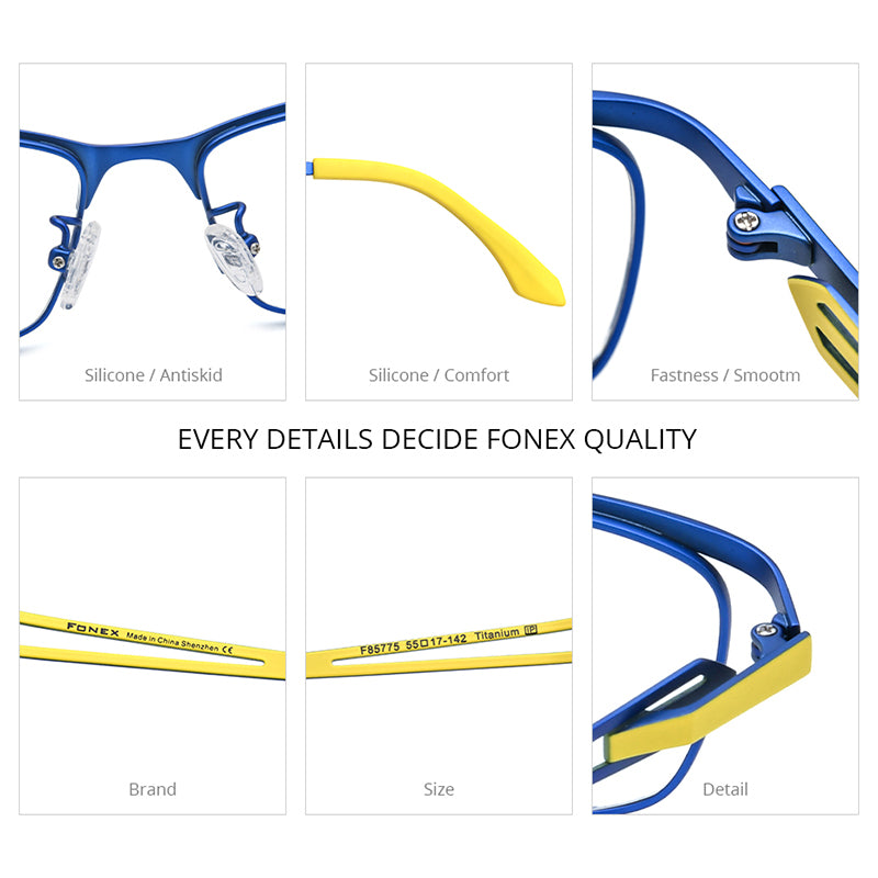 FONEX Pure Titanium Glasses Frame Men Square Eyeglasses F85775 – FONEX ...