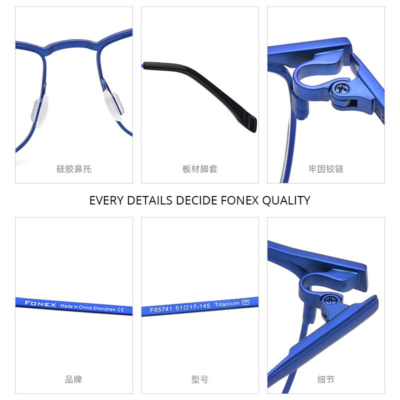 FONEX Titanium Glasses Frame Men Square Eyeglasses F85741 – FONEX ...