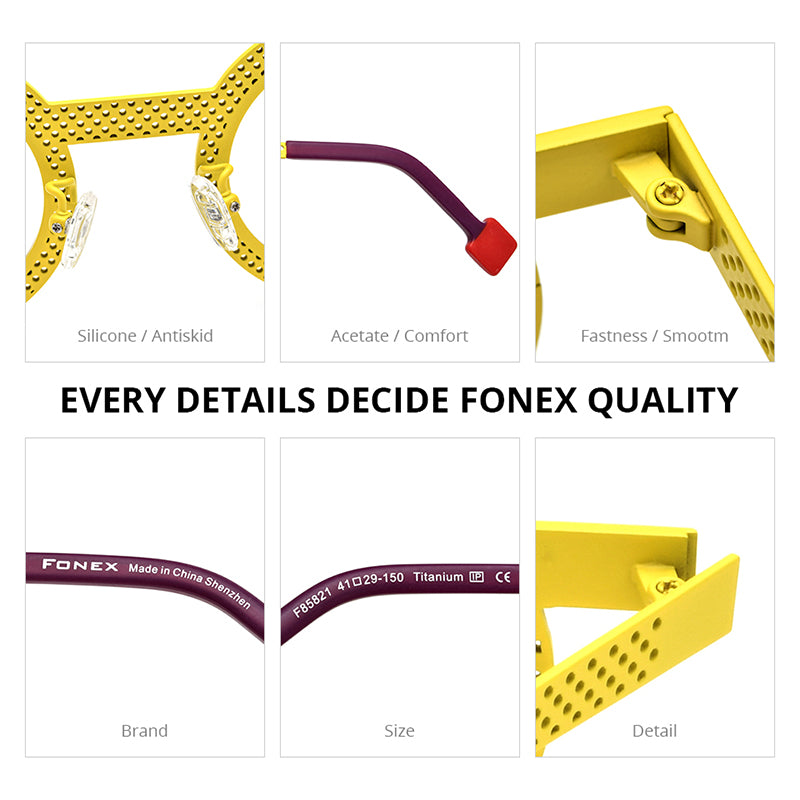 FONEX Titanium Glasses Frame Women Round Eyeglasses F85821 – FONEX ...