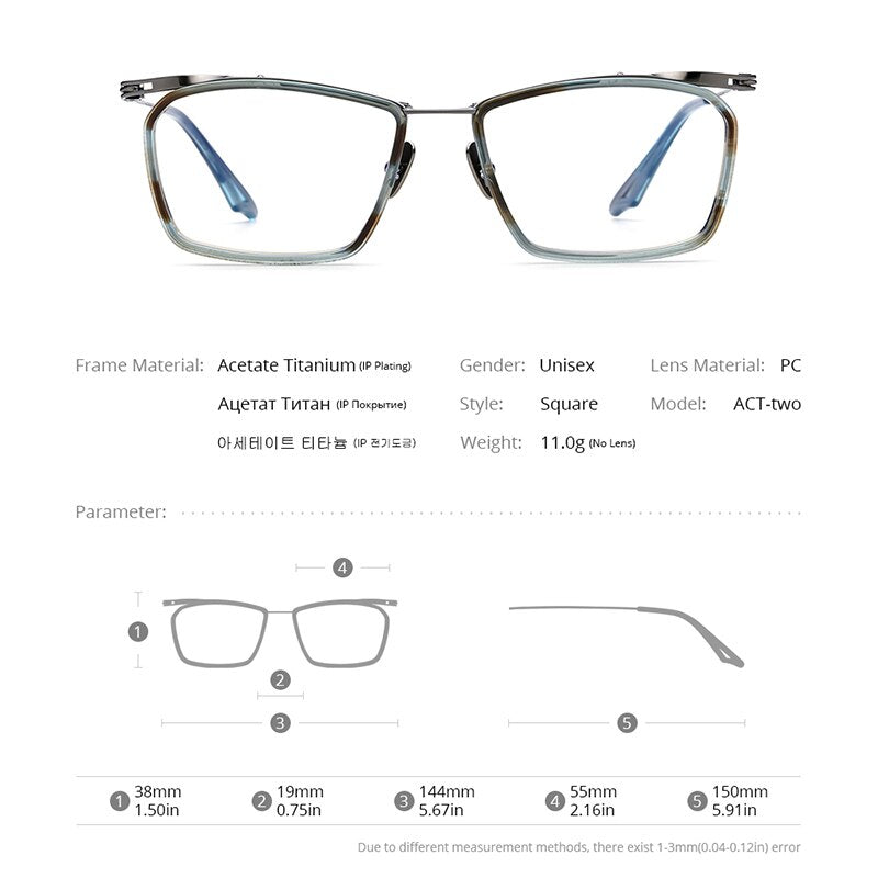 FONEX Acetate Titanium Glasses Frame Men Vintage Oversize Square ...