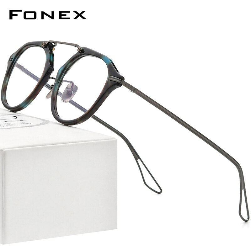 FONEX Acetate Titanium Glasses Frame Men Vintage Oversize Square ...