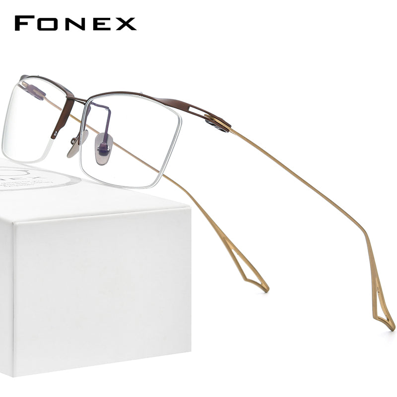 FONEX Kính titan Gọng kính nam bán kính Gọng vuông quang học ACT-Four ...