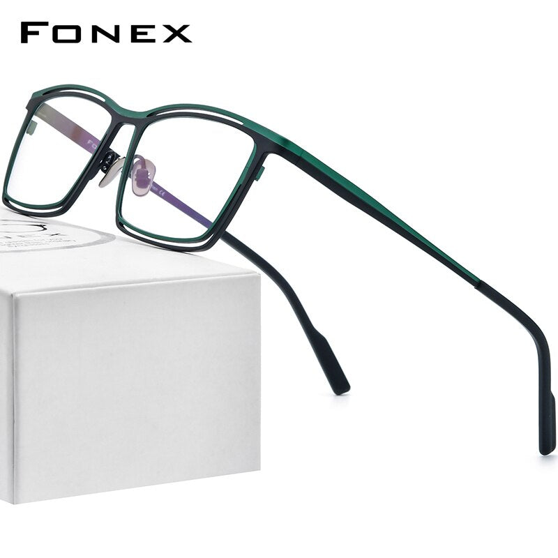 FONEX Titanium Glasses Frame Women Retro Square Eyeglasses Men's ...