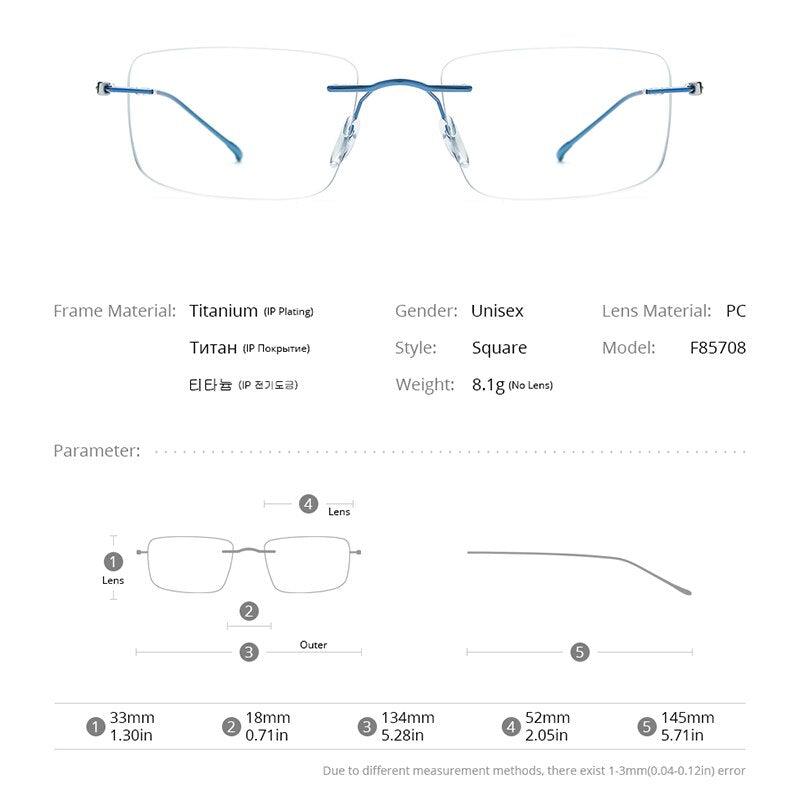 FONEX Titanium Eyeglasses,Rimless Glasses Frame,Buffalo Horn Acetate ...
