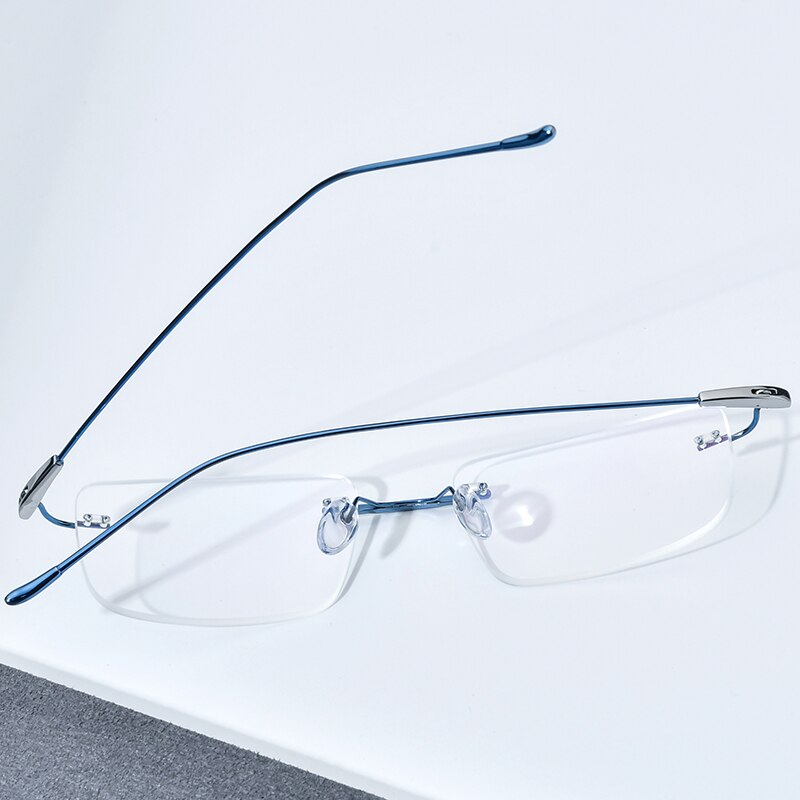 FONEX Titanium Eyeglasses,Rimless Glasses Frame,Buffalo Horn Acetate ...